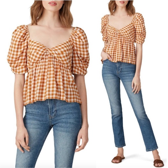 SAYLOR | Tops | Nwot Saylor Glenny Peplum Puff Sleeve Blouse | Poshmark